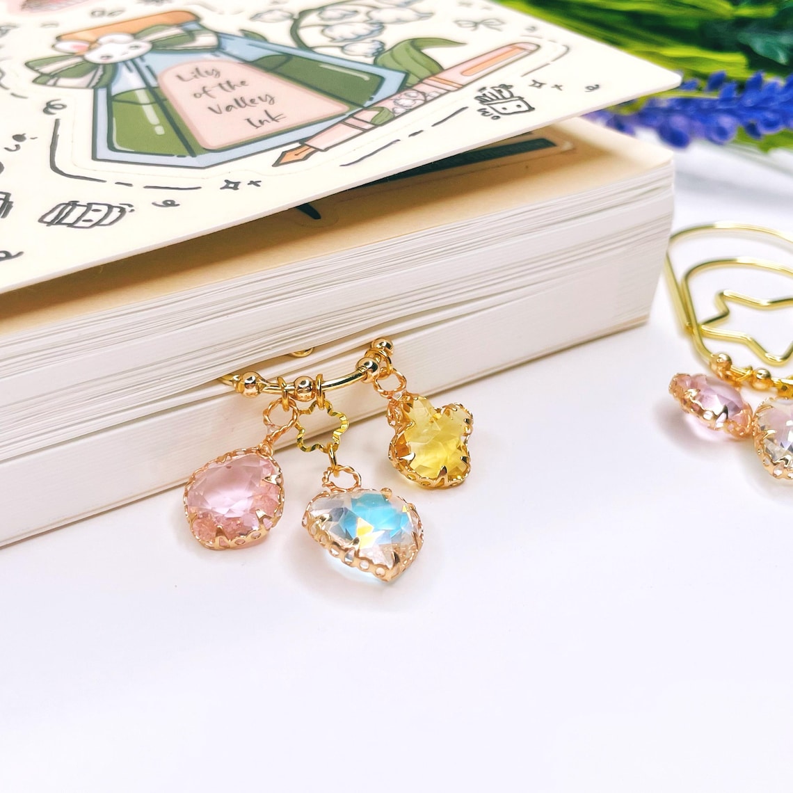 Gemstone Charm Planner Paper Clip / Bookmark for Journal / Accessories ...