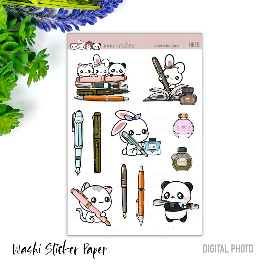 Fountain Pen Theme / Fountain Pen Ink / Writing Washi Sticker Paper ...