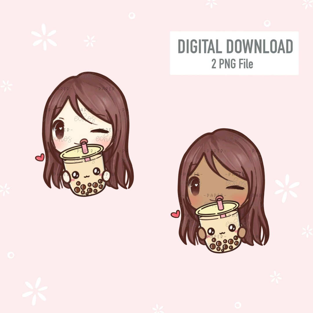 Digital Download Bubble Tea Sunny the Girl Clipart / Boba Tea Drinks ...