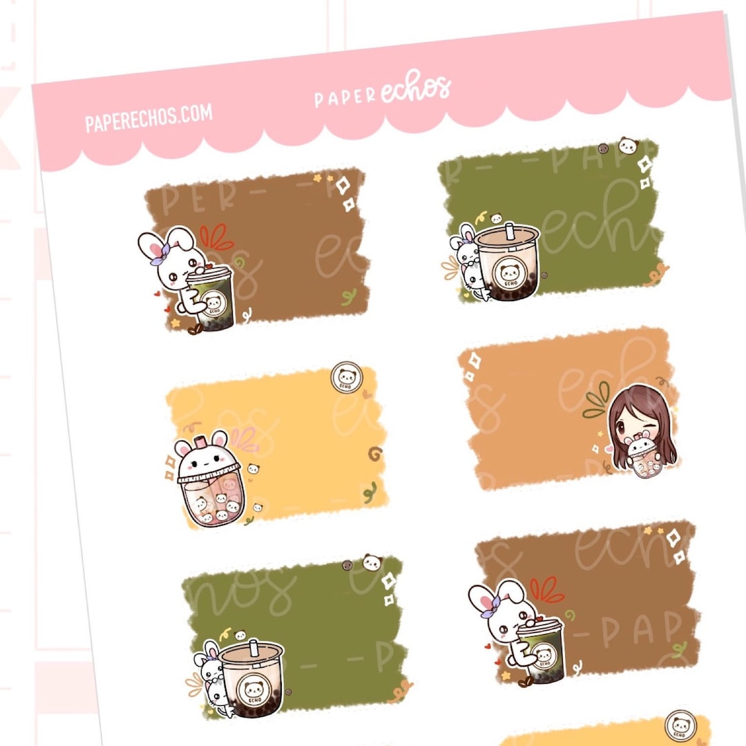 Boba Tea Boxes Label Sticker / Bubble Tea Colours / Labels Kawaii ...