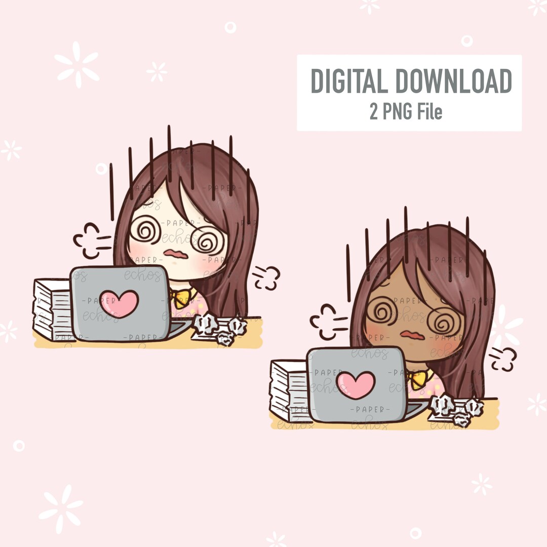 Digital Download Too Much Work Sunny the Girl Clipart / Exhausted ...