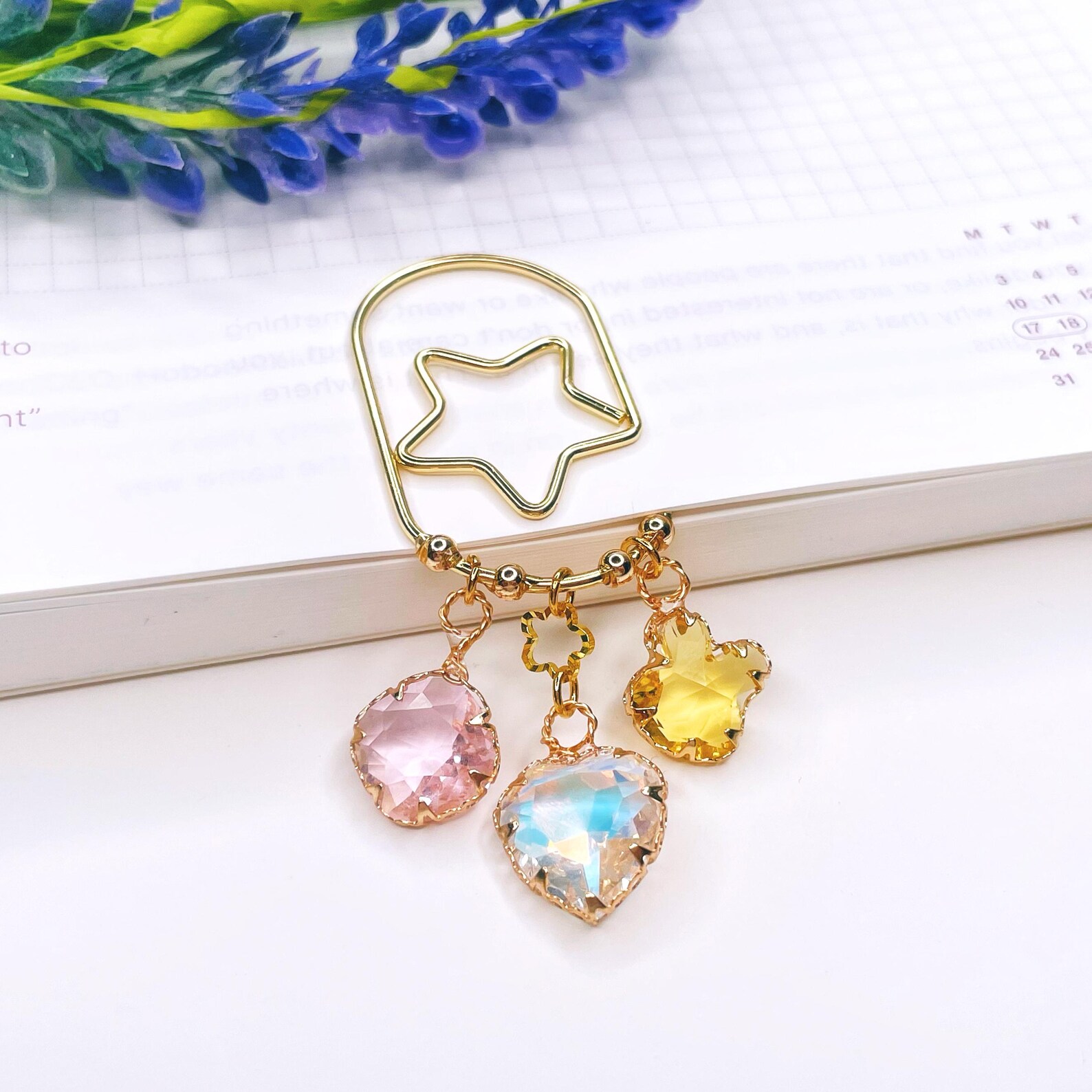 Gemstone Charm Planner Paper Clip / Bookmark for Journal / Accessories ...