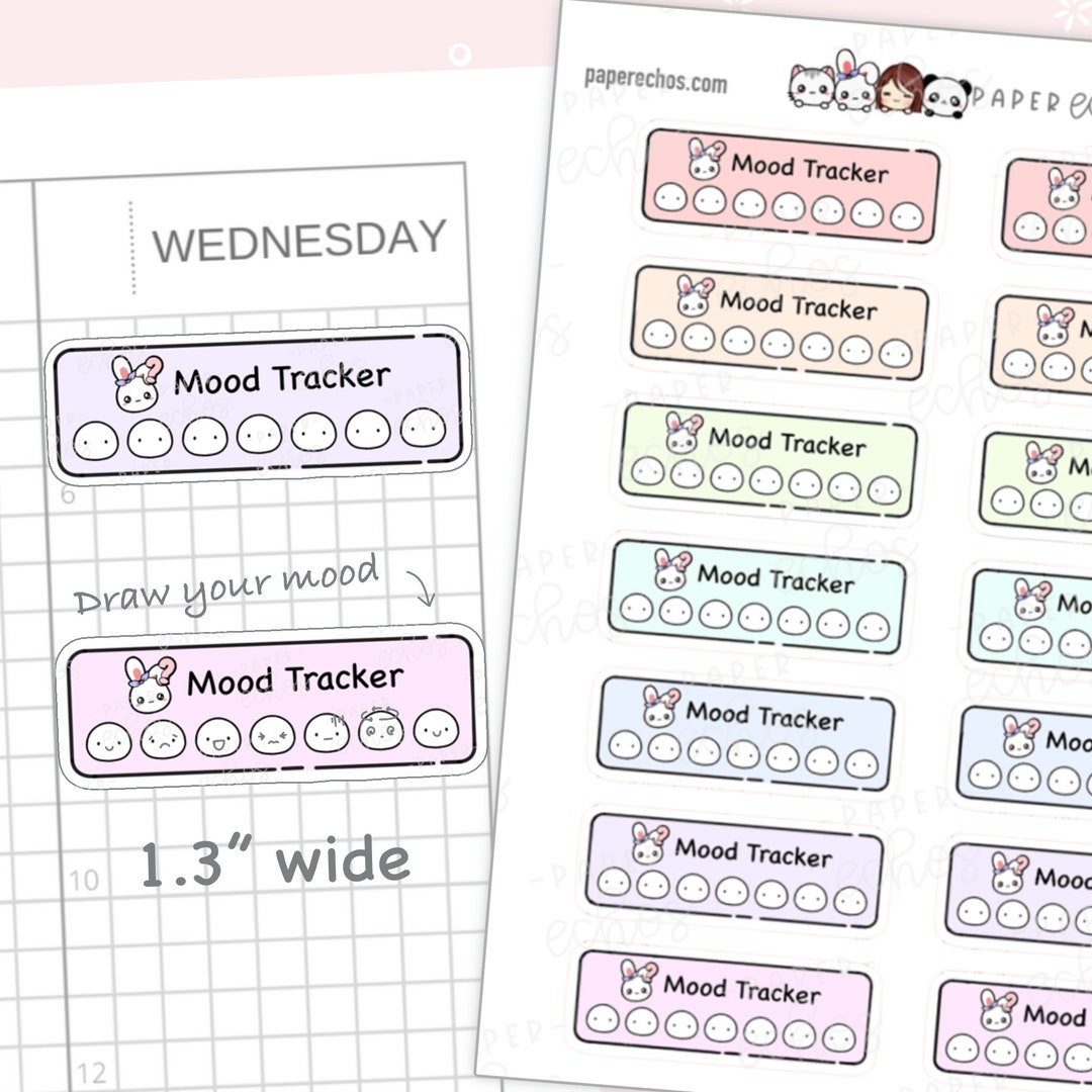 Pastel Colour Weekly Mood Tracker / Emoji Heads / Draw Your Moods ...