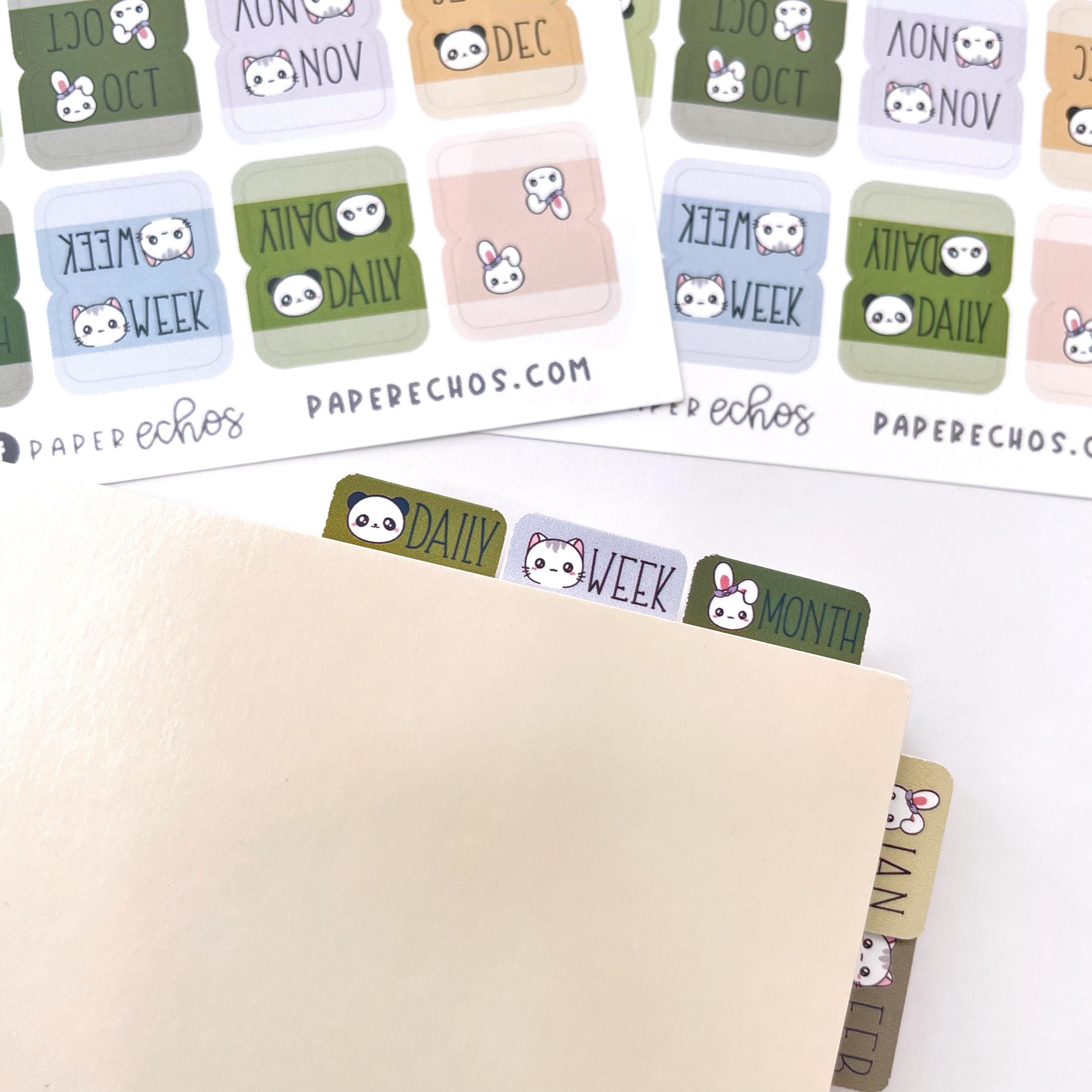 Character Head Tab Stickers / Monthly Tab Stickers / Green Colours ...
