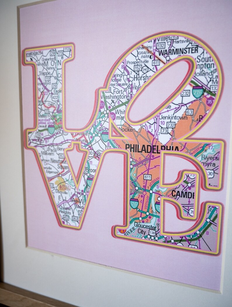 Love Print Retro Philadelphia Map Print Philadelphia | Etsy