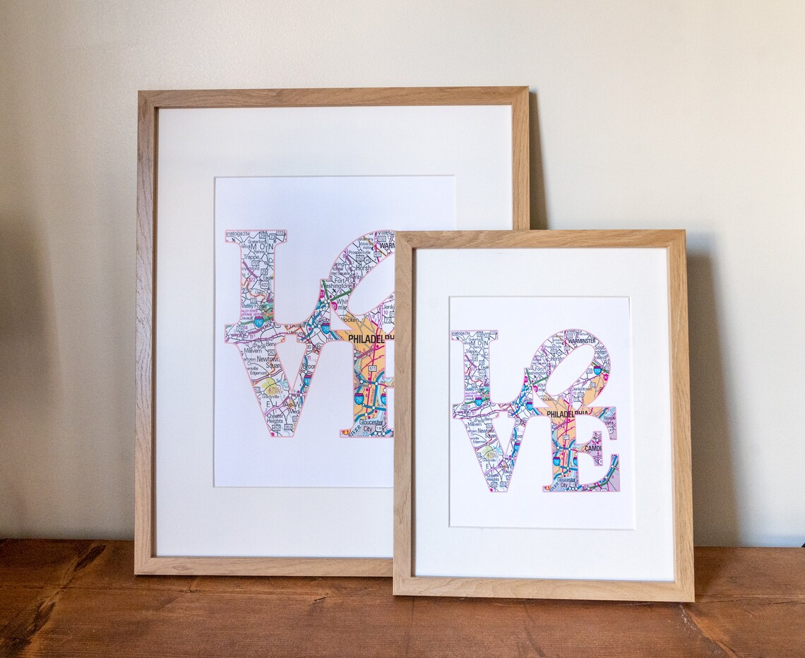 Love Print Philadelphia Map Print Philadelphia Artwork - Etsy