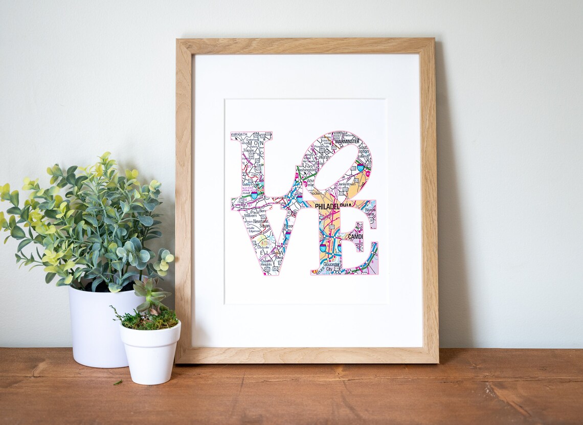 Love Print Philadelphia Map Print Philadelphia Artwork - Etsy