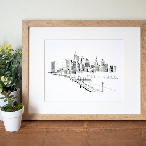 Philly Skyline Art Print Philadelphia Skyline Wall Art - Etsy