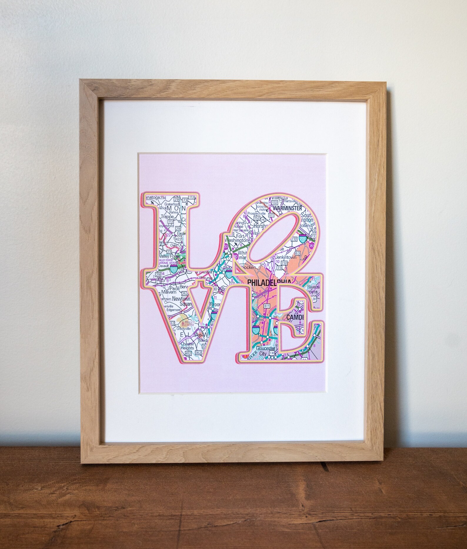 Love Print Retro Philadelphia Map Print Philadelphia | Etsy