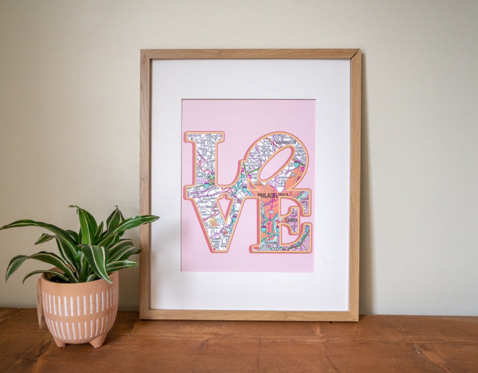 Love Print Retro Philadelphia Map Print Philadelphia | Etsy