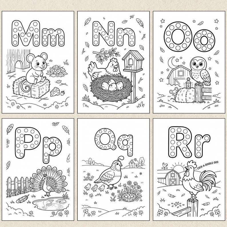 Buy Dot the Farm Animal Alphabet Coloring Book | Preschool Printable ...