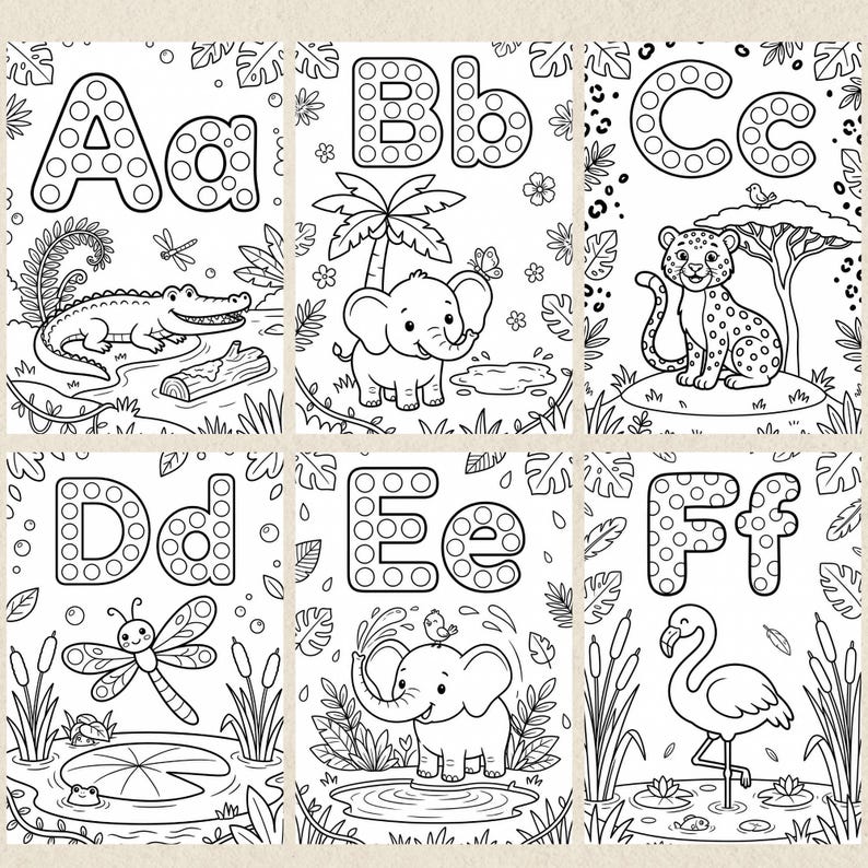 Buy Dot the Jungle Alphabet Coloring Book | Preschool Printable ABC ...