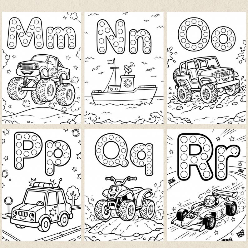 Buy Dot the Vehicle Alphabet Coloring Book | Preschool Printable ABC ...