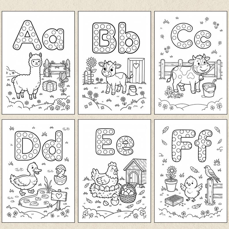 Buy Dot the Farm Animal Alphabet Coloring Book | Preschool Printable ...