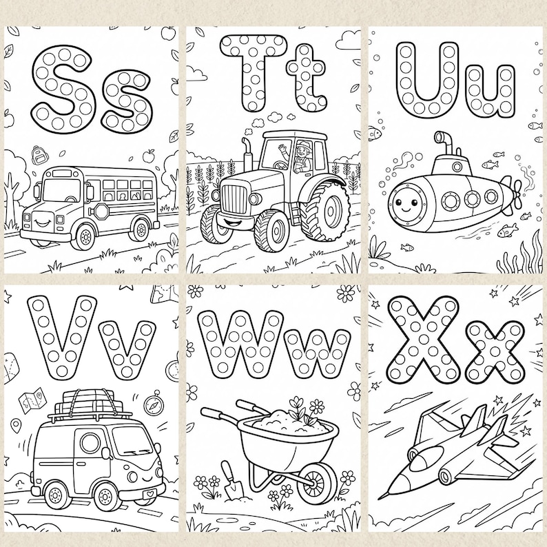 Buy Dot the Vehicle Alphabet Coloring Book | Preschool Printable ABC ...