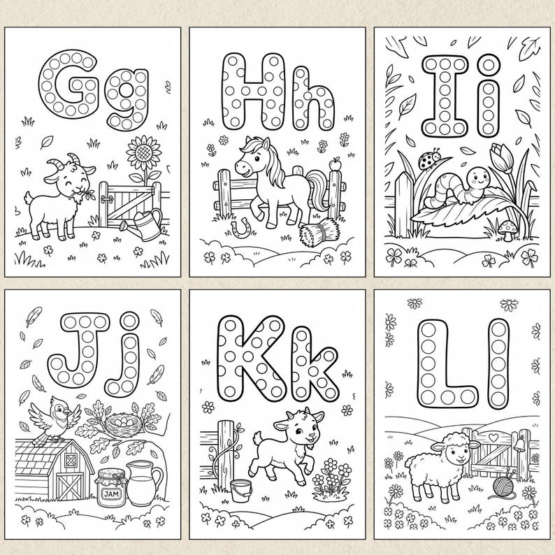 Buy Dot the Farm Animal Alphabet Coloring Book | Preschool Printable ...