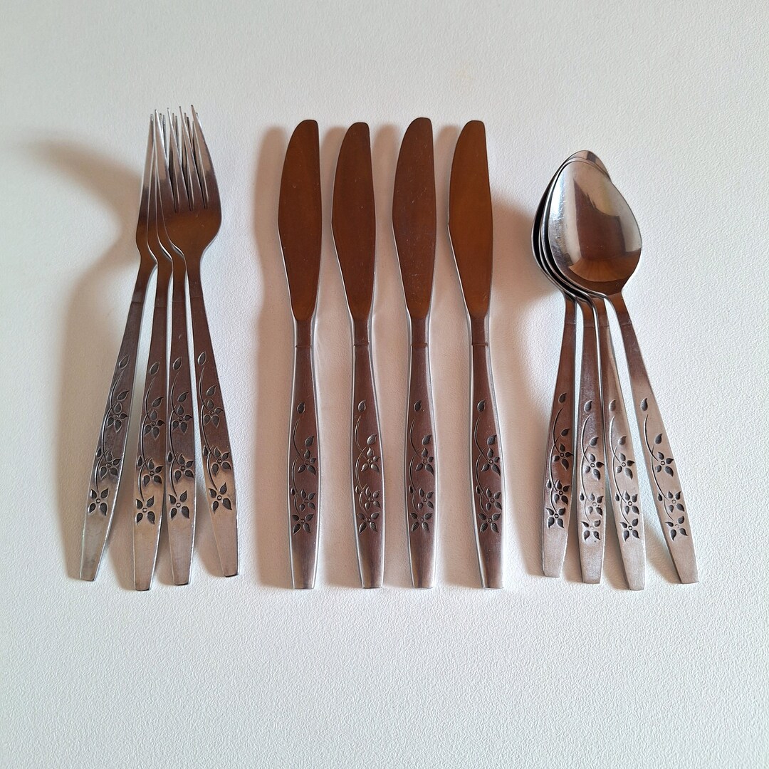 Vintage 4 Place Setting 12 Piece Stainless Steel Cutlery Set / Basic ...