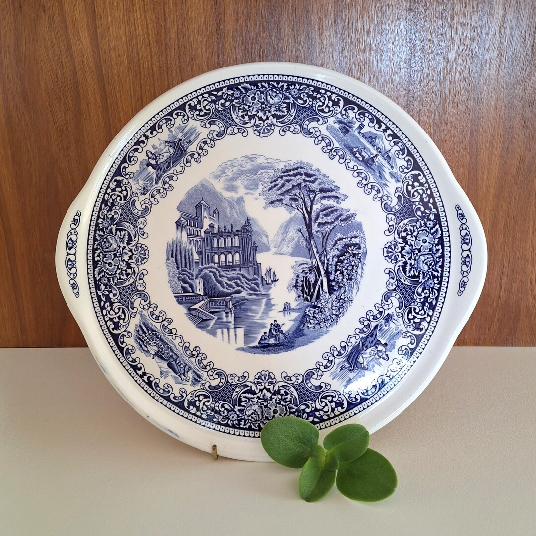 Vintage Large Myott & Sons Staffordshire Serving Platter / Blue and ...