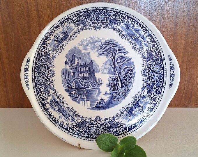 Vintage Large Myott & Sons Staffordshire Serving Platter / Blue and ...