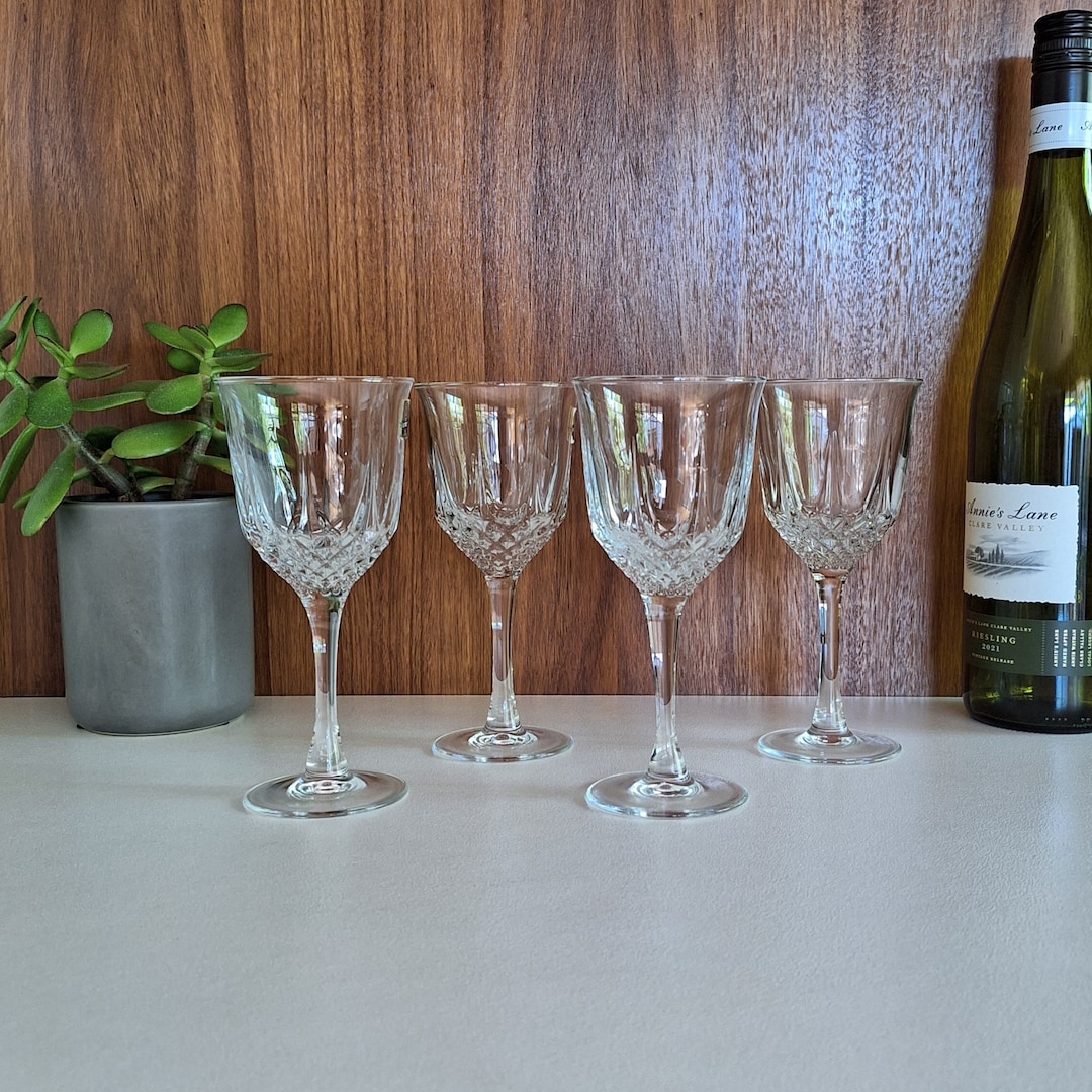 Vintage Set of 4 Luminarc White Wine Glasses Made in Spain / - Etsy