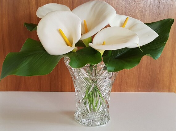 Vintage Large Pressed Glass Vase / Glass Flower Vase / Tall - Etsy