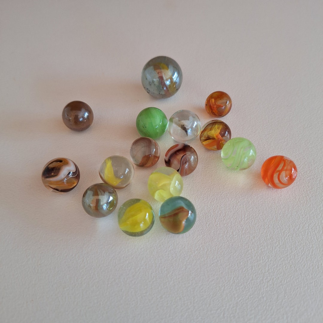 16 Vintage Pastel Coloured Cats Eye Marbles / Assorted Clear Marbles ...