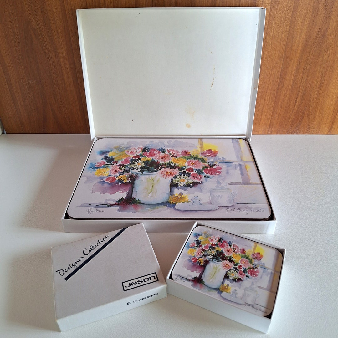 Vintage Jason Placemats & Coasters Set: Good Morning Sunshine Floral ...