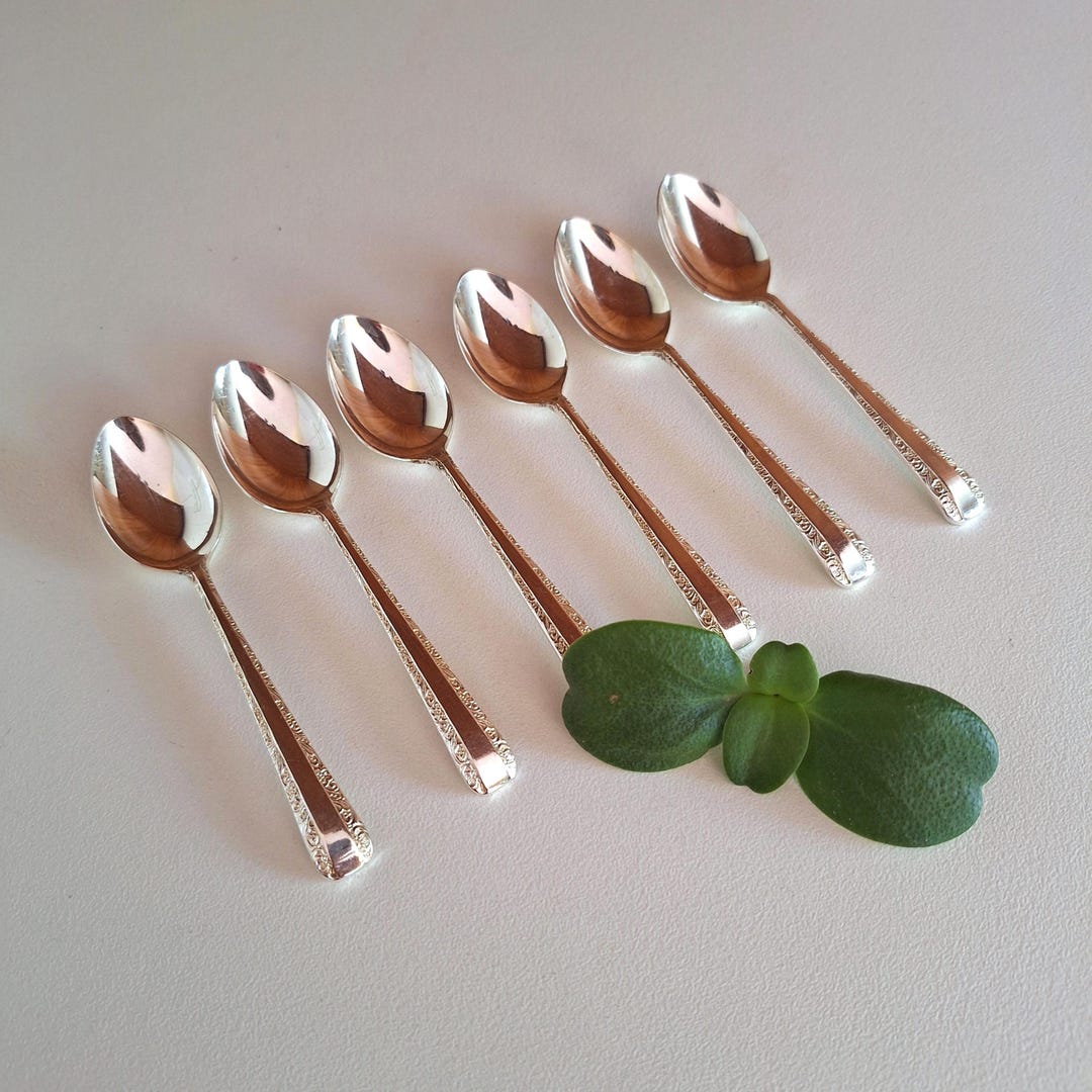 Vintage Set of 6 Rodd Silver Plate Tea Spoons / Silver Espresso Spoons ...