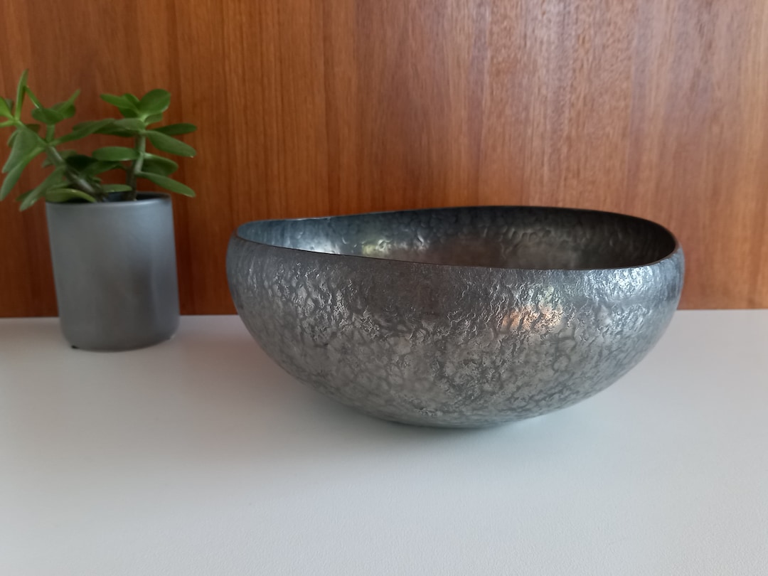 Vintage Large Round Skurdal Pewter Bowl / Tinn Pewter Bowl / Metal ...