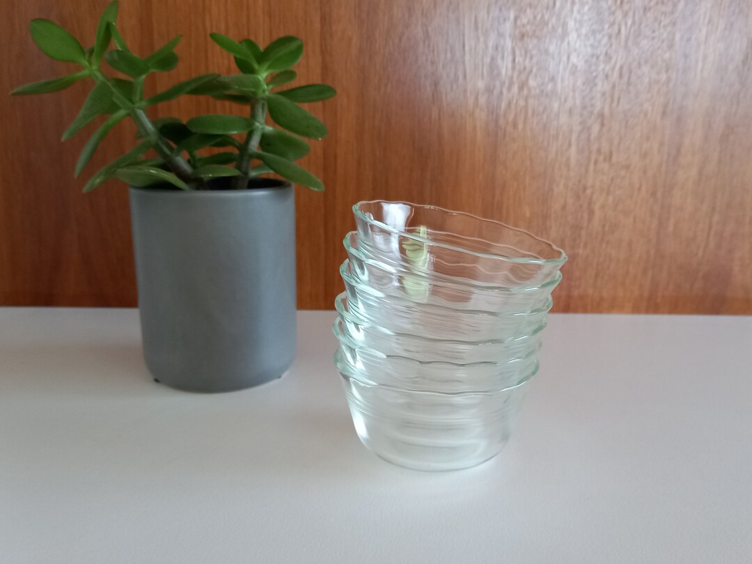 Vintage Set of 6 Pyrex Glass Custard Cups / Pyrex Custard Dish / Clear ...