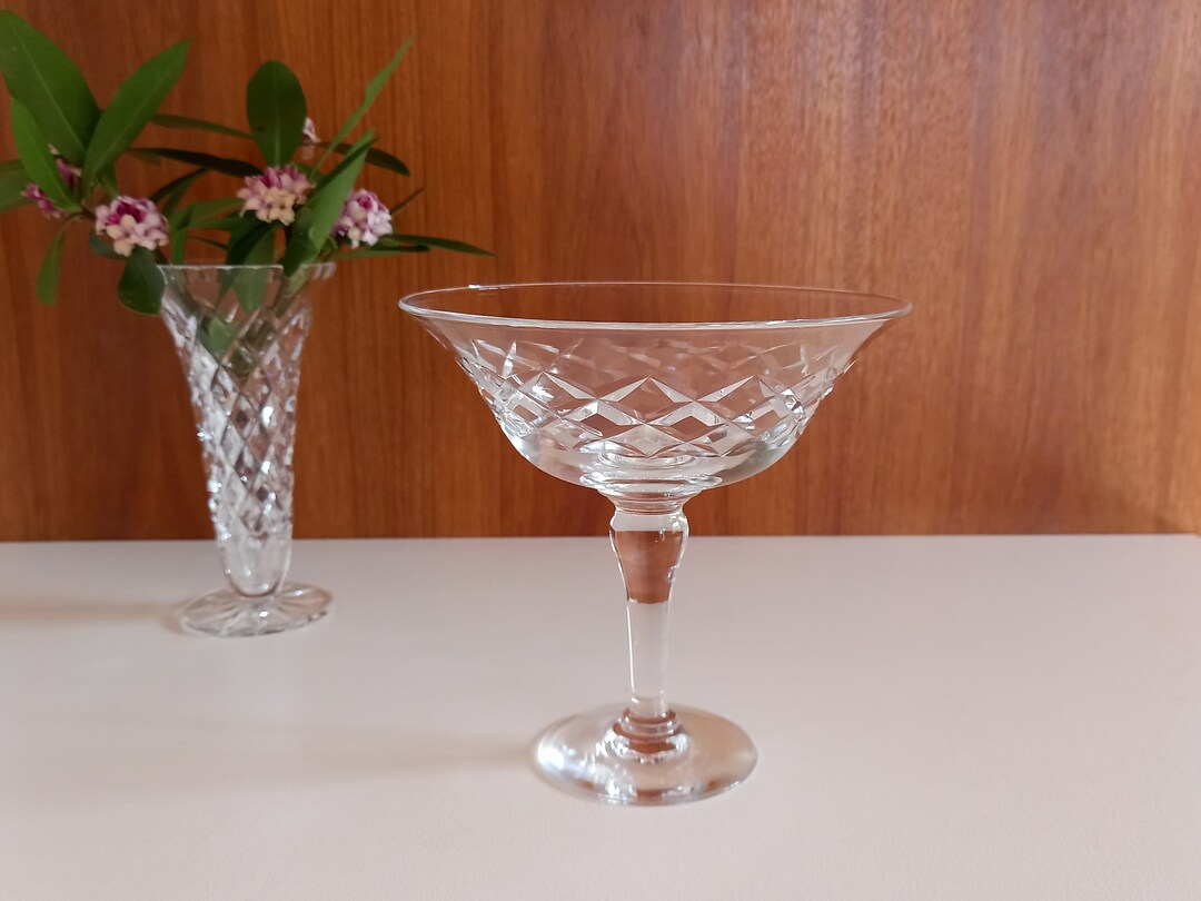 Vintage Crystal Glass Compote Bowl / Crystal Jewellery Dish / Crystal ...