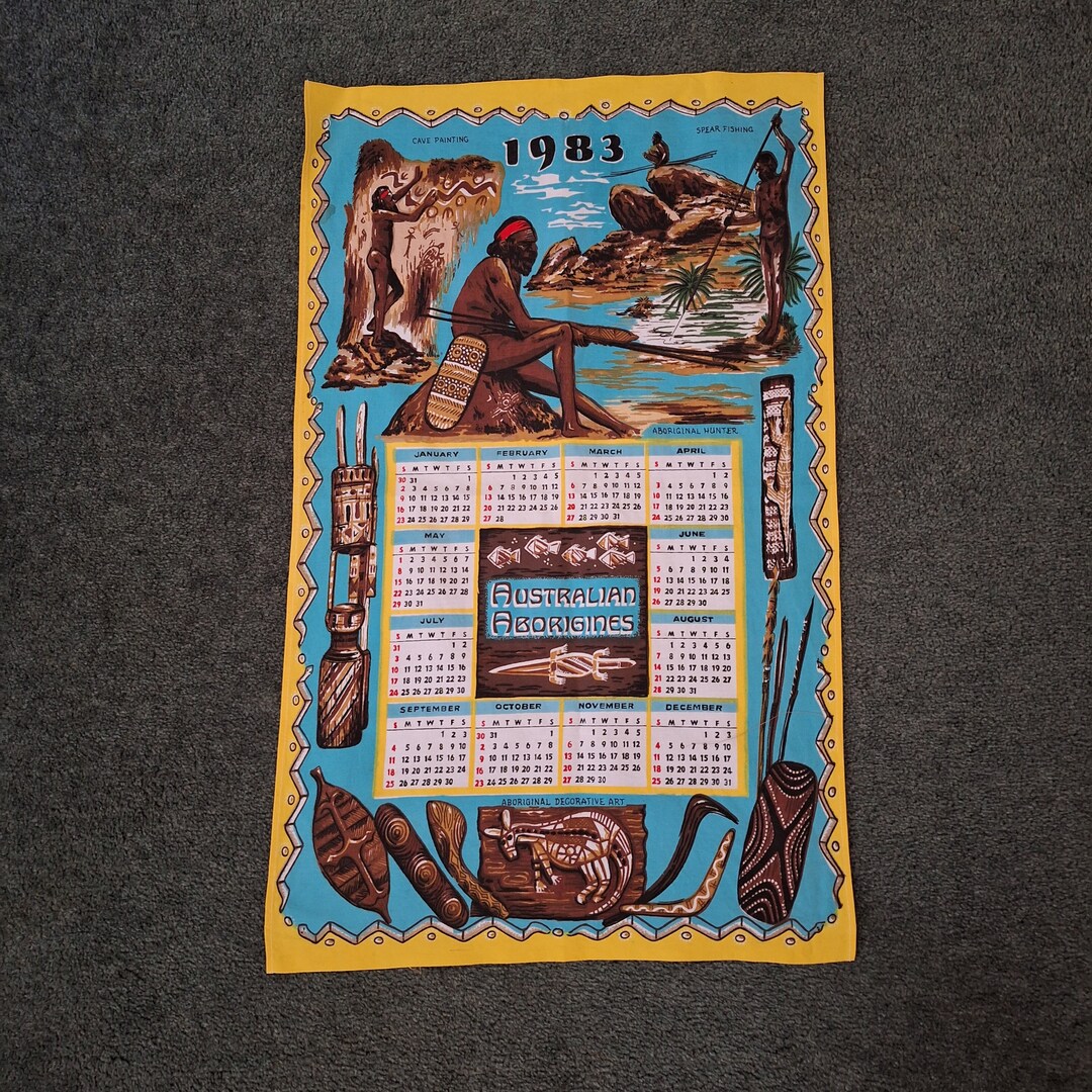 Vintage as New 1983 Cotton Australian Aborigines Souvenir Tea Towel ...