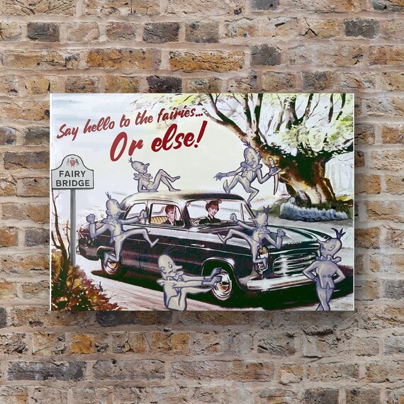 Hello Fairies / Fairy Bridge Tin Sign / Vintage Style / Manx / - Etsy