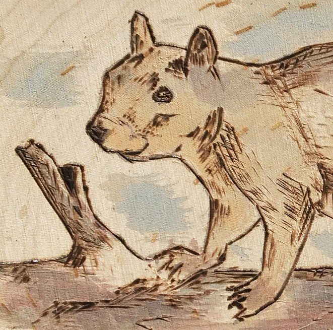 Squirrel Wood Burning Squirrel Pyrography Painted Wood - Etsy