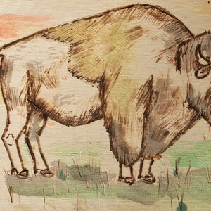 Buffalo Wood Burning, Bison Wood Burning, Pyrography, Painted Wood ...