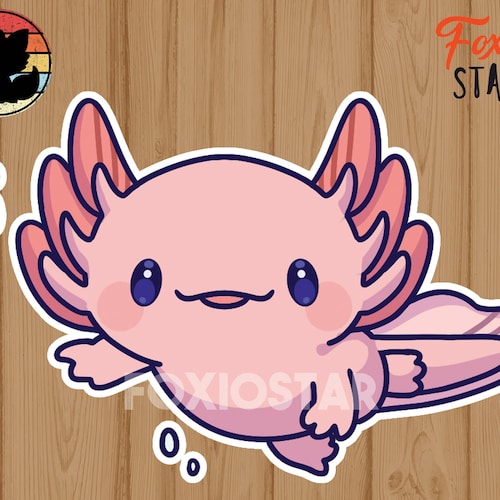 Axolotl Sticker / Kawaii Axolotl Sticker / Chibi Axolotl - Etsy