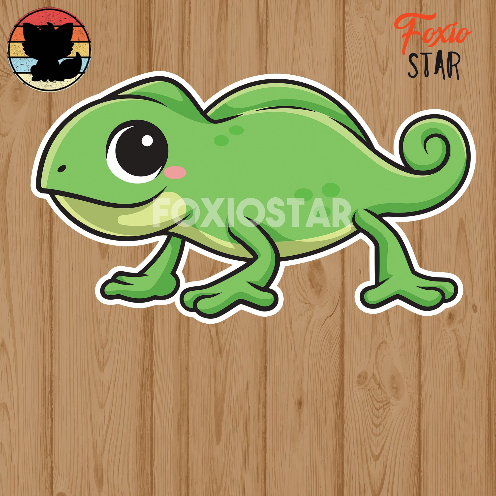 Kawaii Chameleon Sticker / Chibi Chameleon Sticker / Chameleon Sticker ...