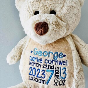 Personalised Embroidered Teddy Bear, Classic Brown Teddy, New Baby Gift ...