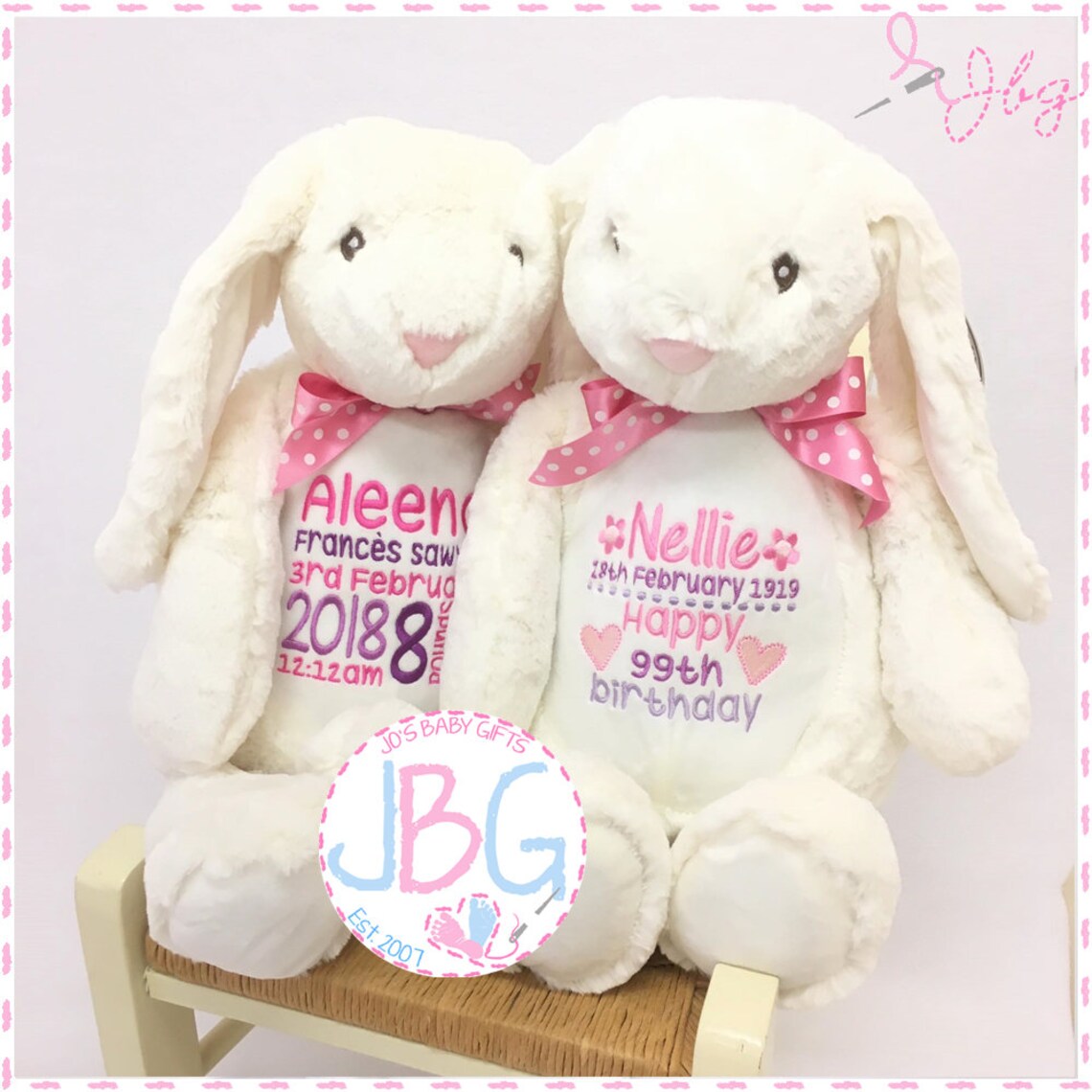 Personalised Bunny Rabbit Teddy Bear Embroidered Birthday | Etsy