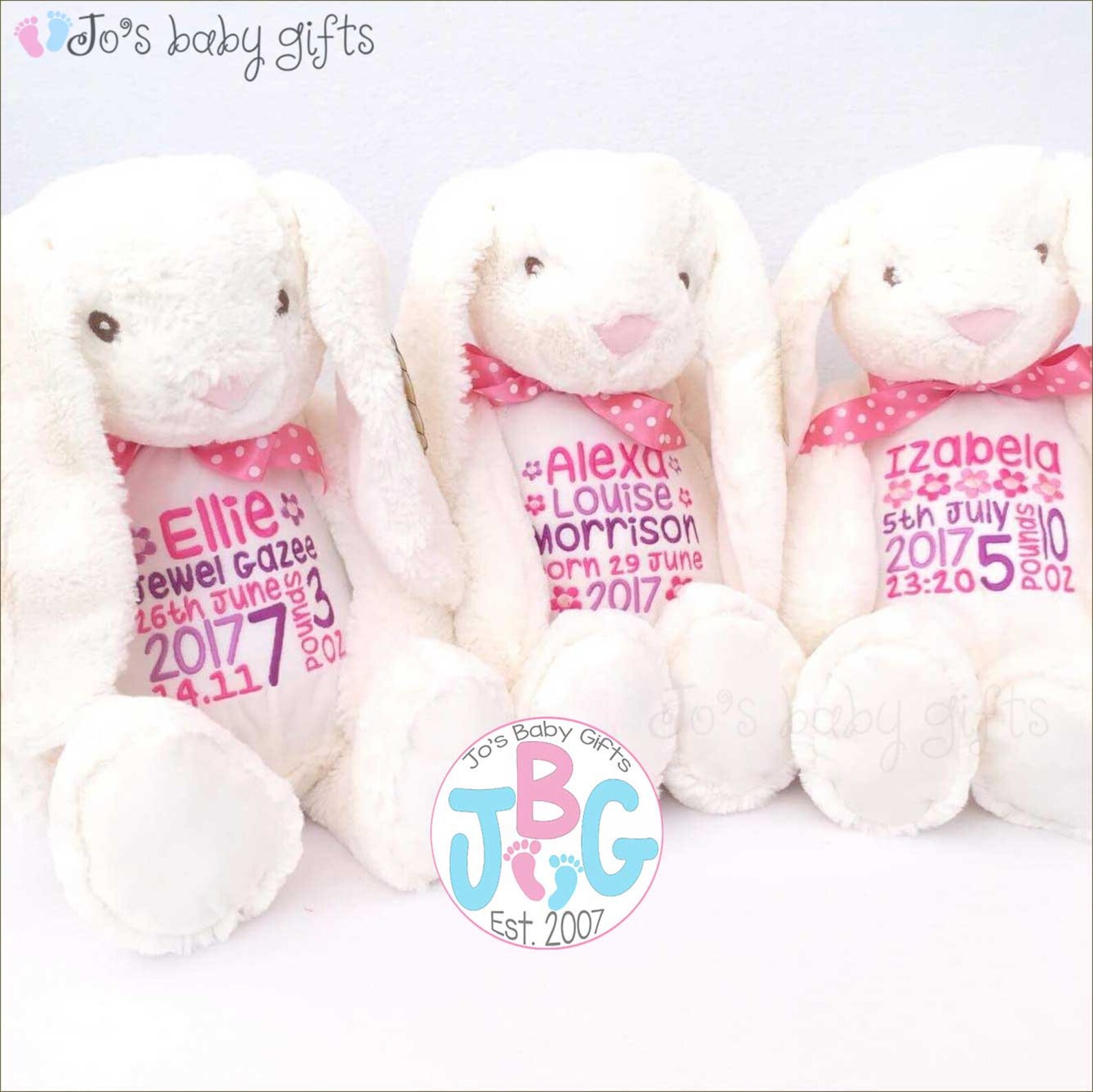 Personalised Bunny Rabbit Teddy Bear Embroidered Birthday | Etsy