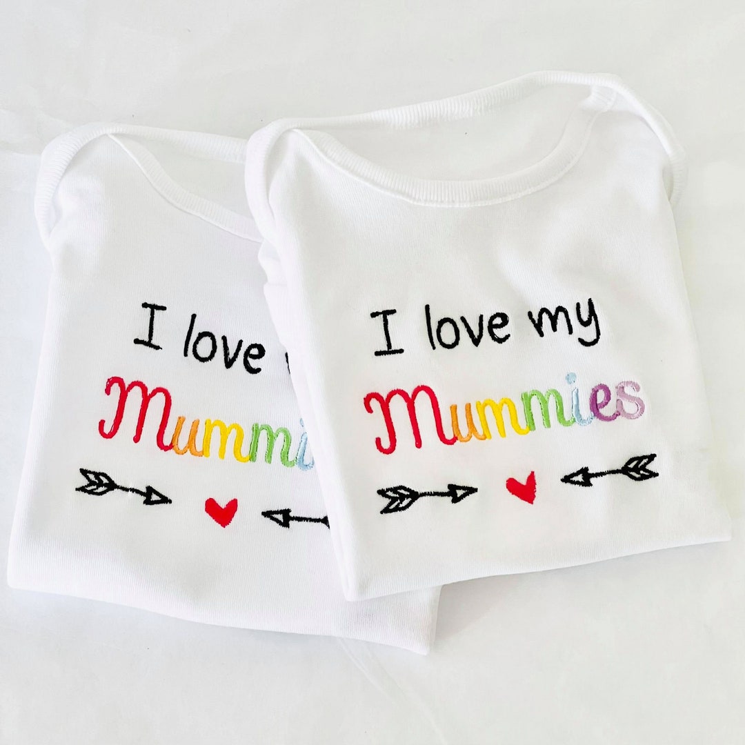 I Love My Mummies - Embroidered LGBT Baby Vest - Gay Pride - I Love My ...