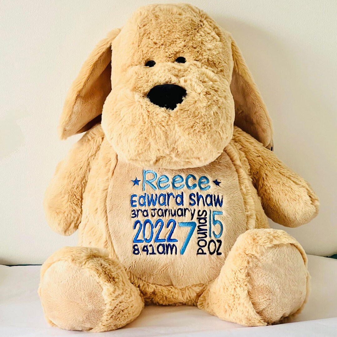 Personalised Embroidered Dog Teddy Bear, Classic Brown Teddy, New Baby ...
