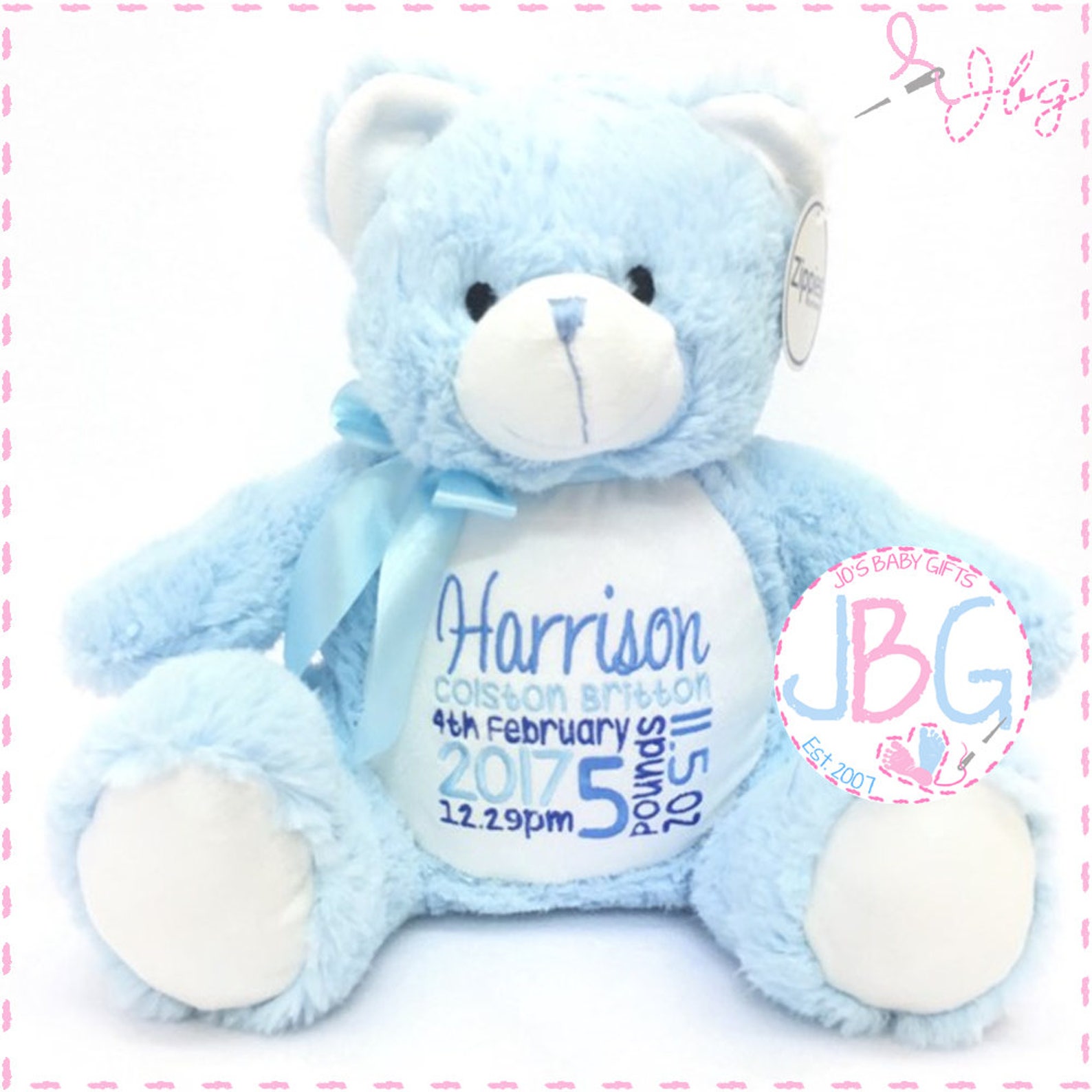 Personalised Teddy Bear, Teddy Bears , Embroidered Baby Teddy, New Baby ...