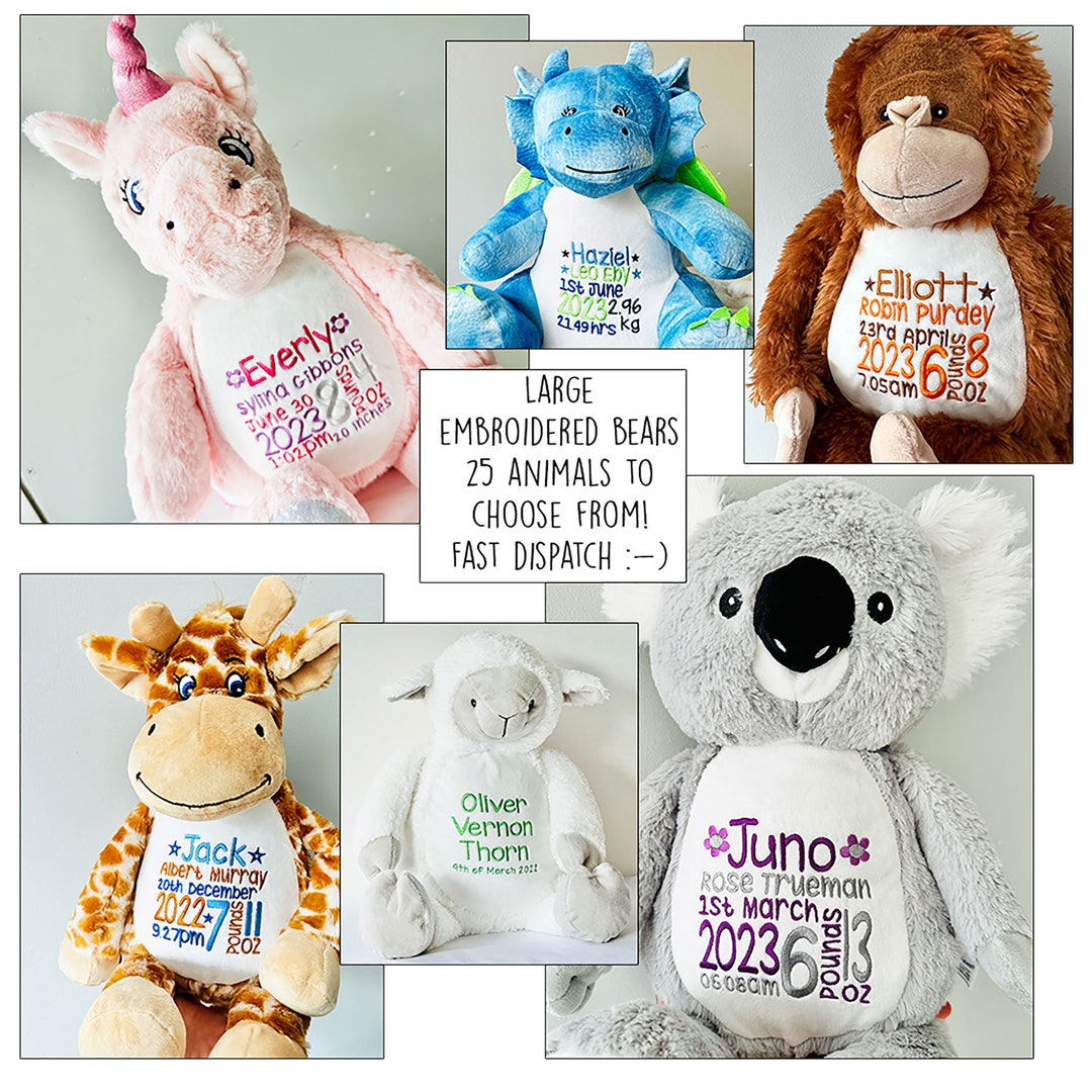 Large Personalised Teddy Bears, Embroidered Bears, Personalised Baby ...
