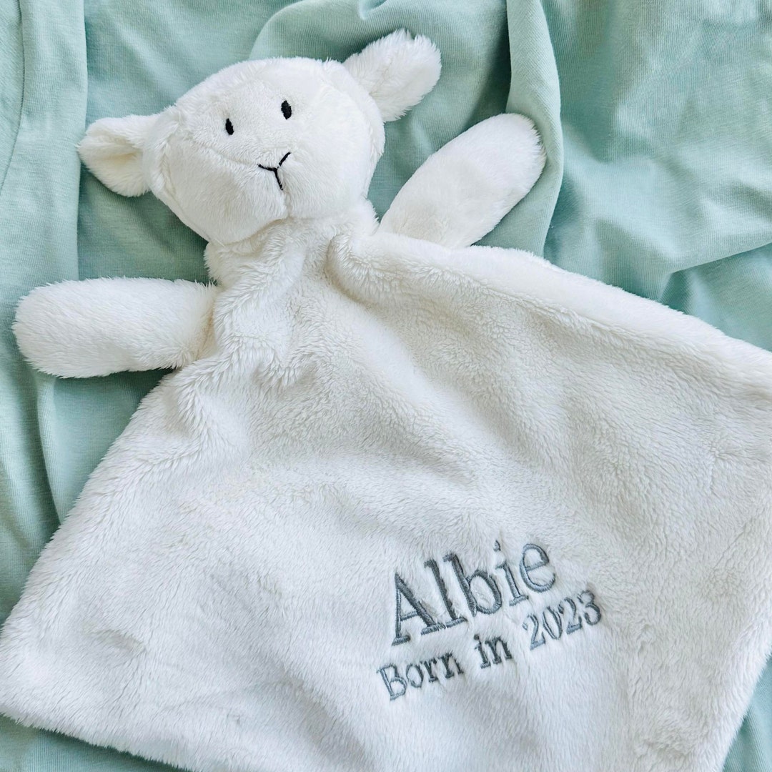 Personalised Baby Lamb Comforter - Embroidered Baby Gift - Etsy UK