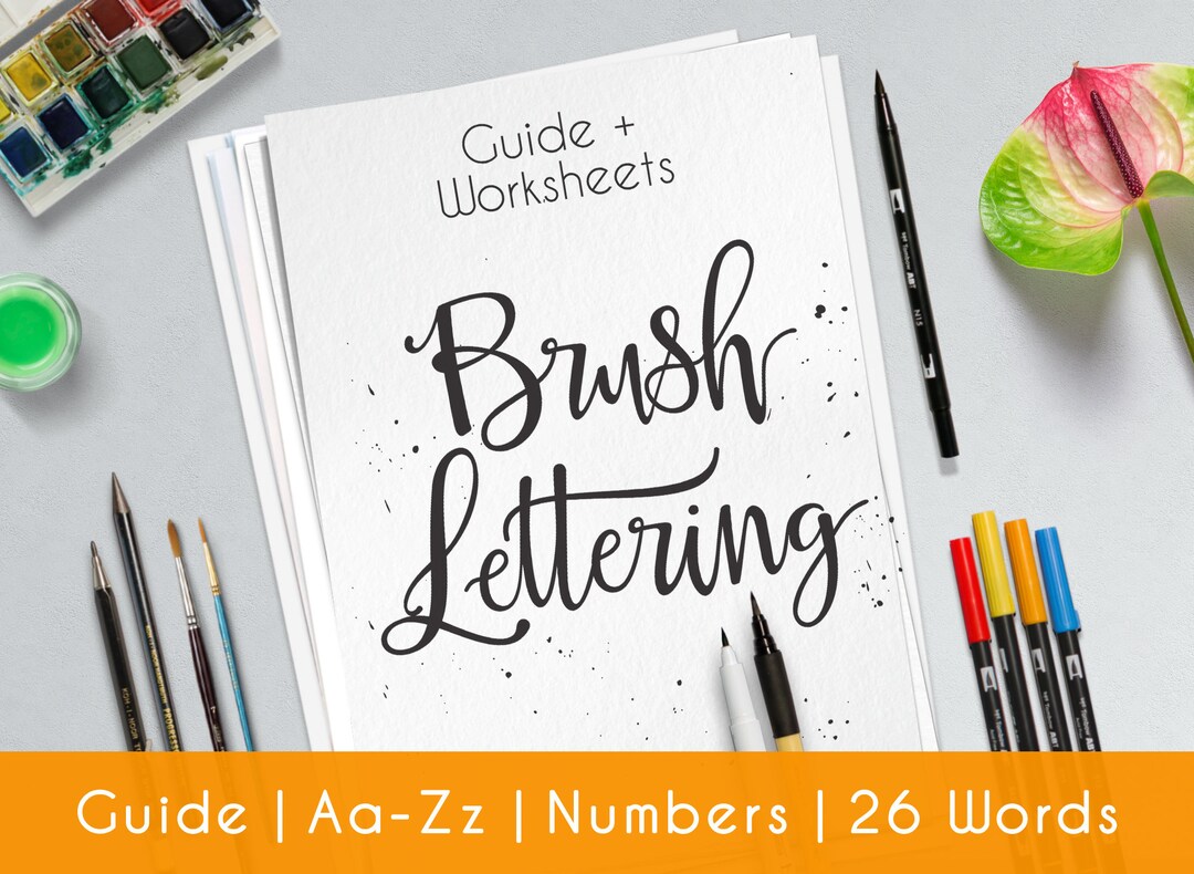 Learn Brush Lettering With a Complete Practice Guide Worksheet for ...