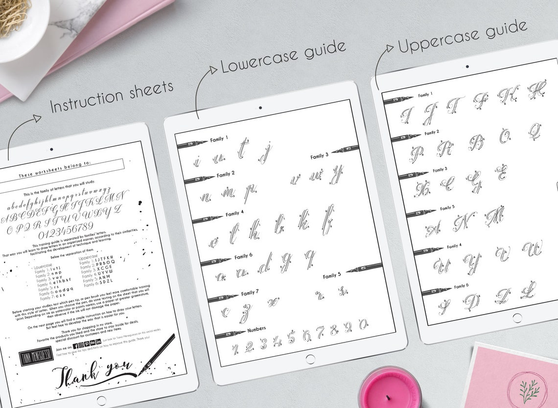 IPad Pen Calligraphy worksheets for beginners a complete | Etsy
