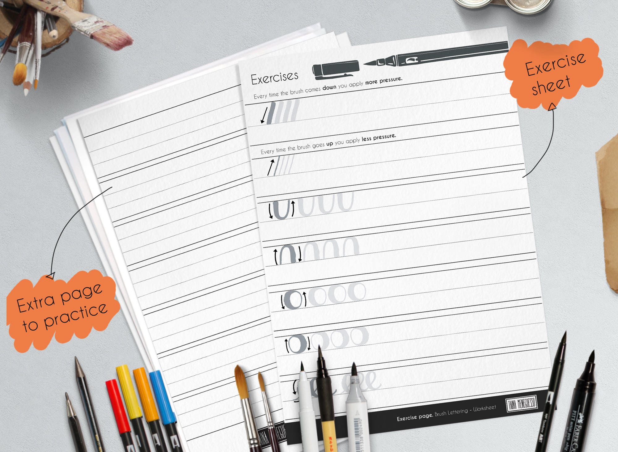 Learn brush lettering with a complete practice guide worksheet | Etsy