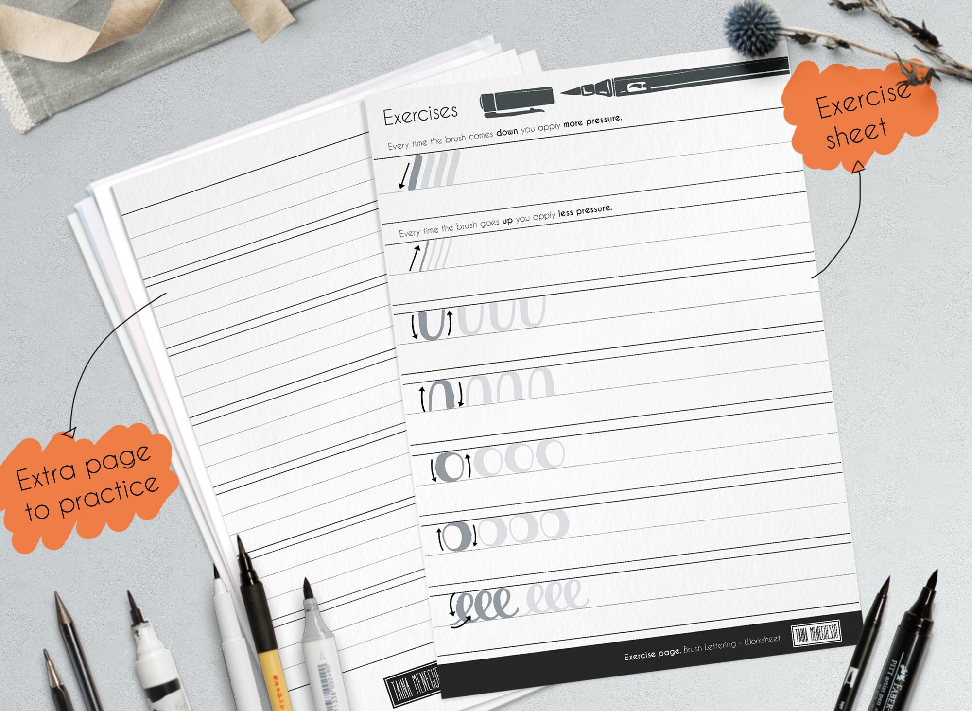 Learn brush lettering with a complete practice guide worksheet | Etsy