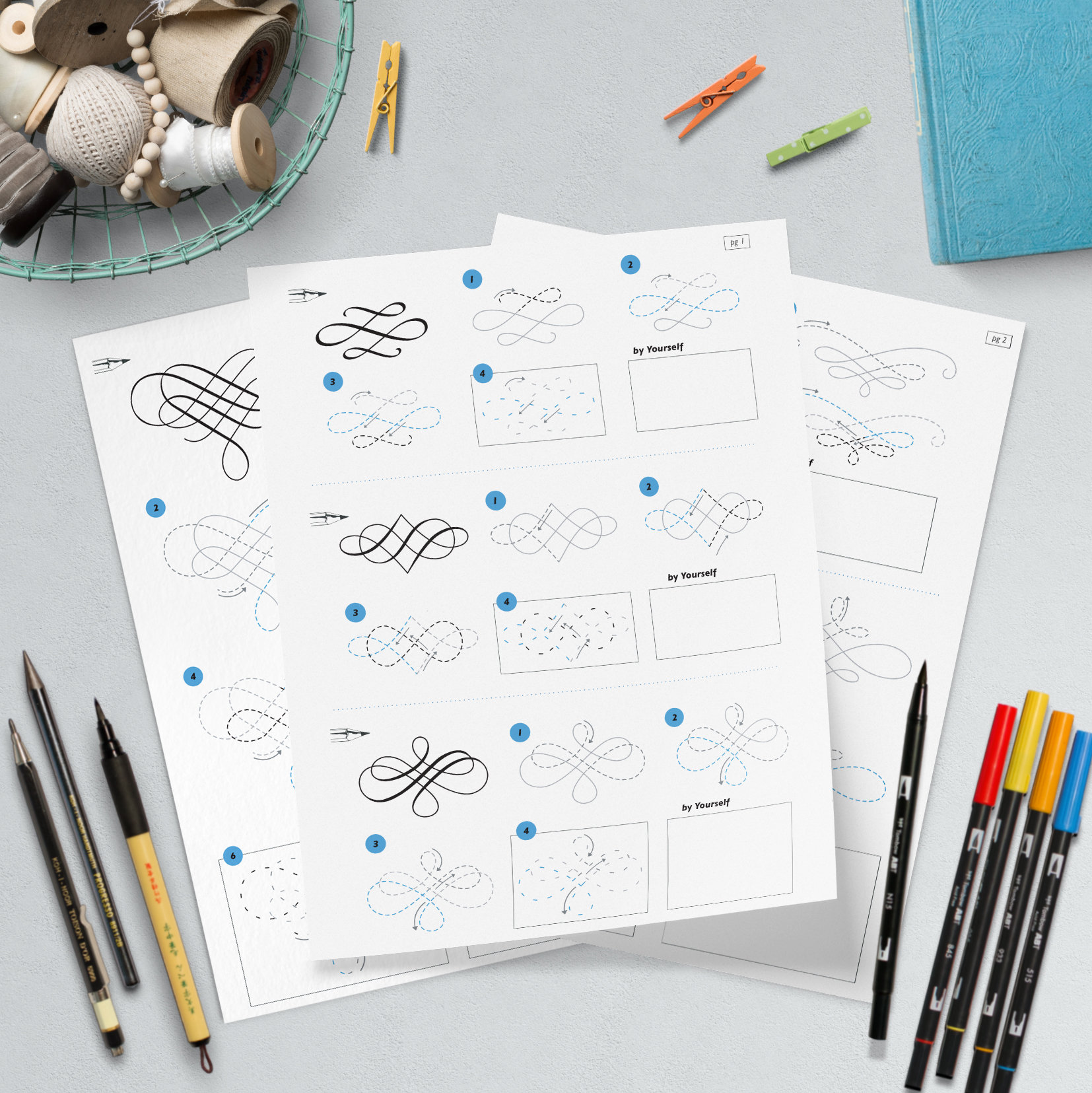 Draw Ornaments with a instruction and step by step worksheets | Etsy